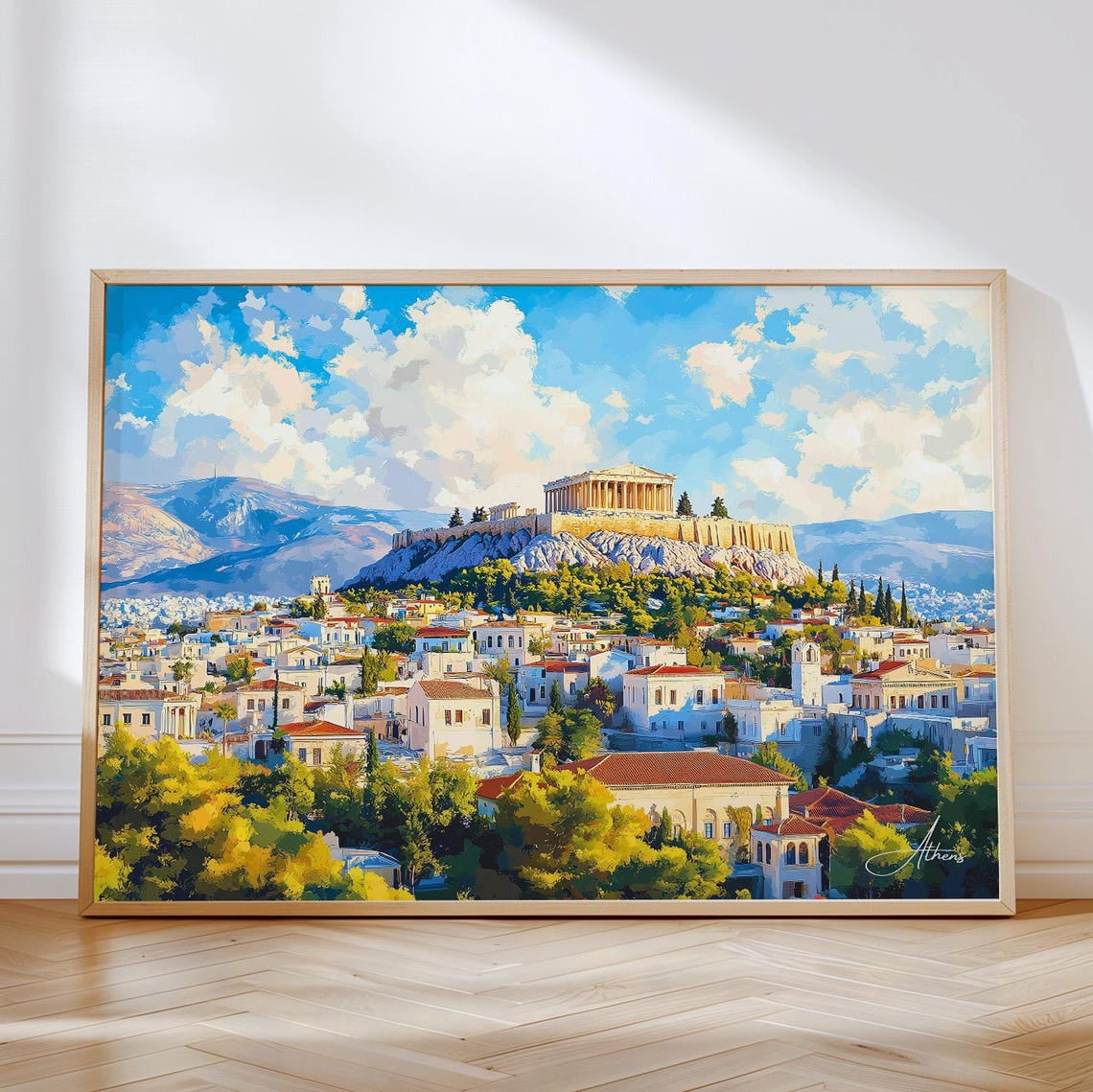 Athens Greece Travel Print, Acropolis & Parthenon Cityscape Art ...