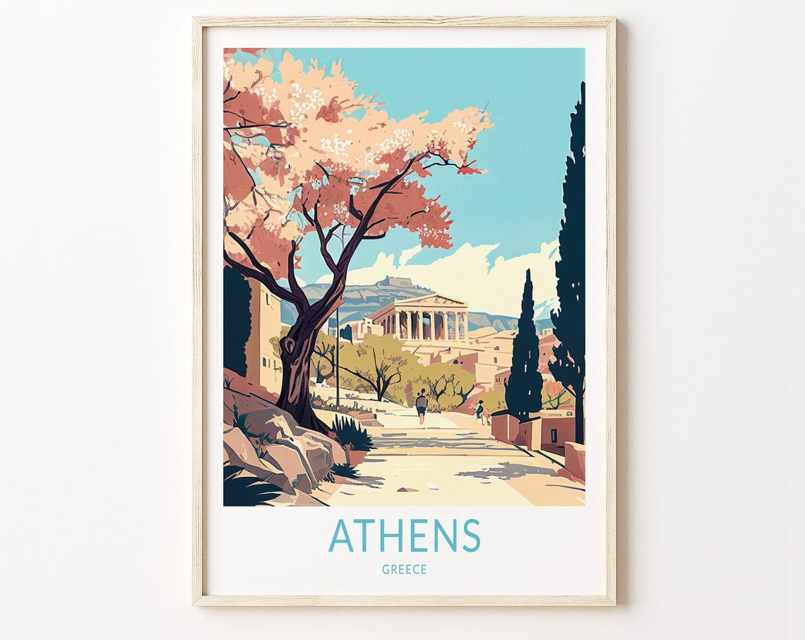 Athens Greece Travel Print, Athens Parthenon Travel Art Wall Decor ...