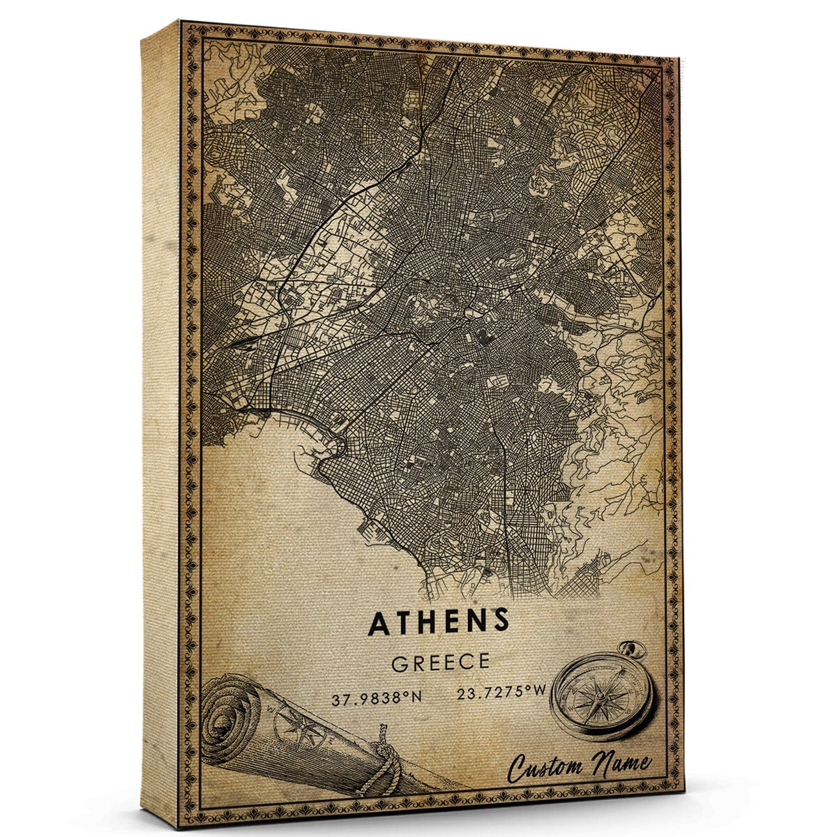 Athens Map Poster, Greece Map Art Poster, Canvas, Athens Map City style ...