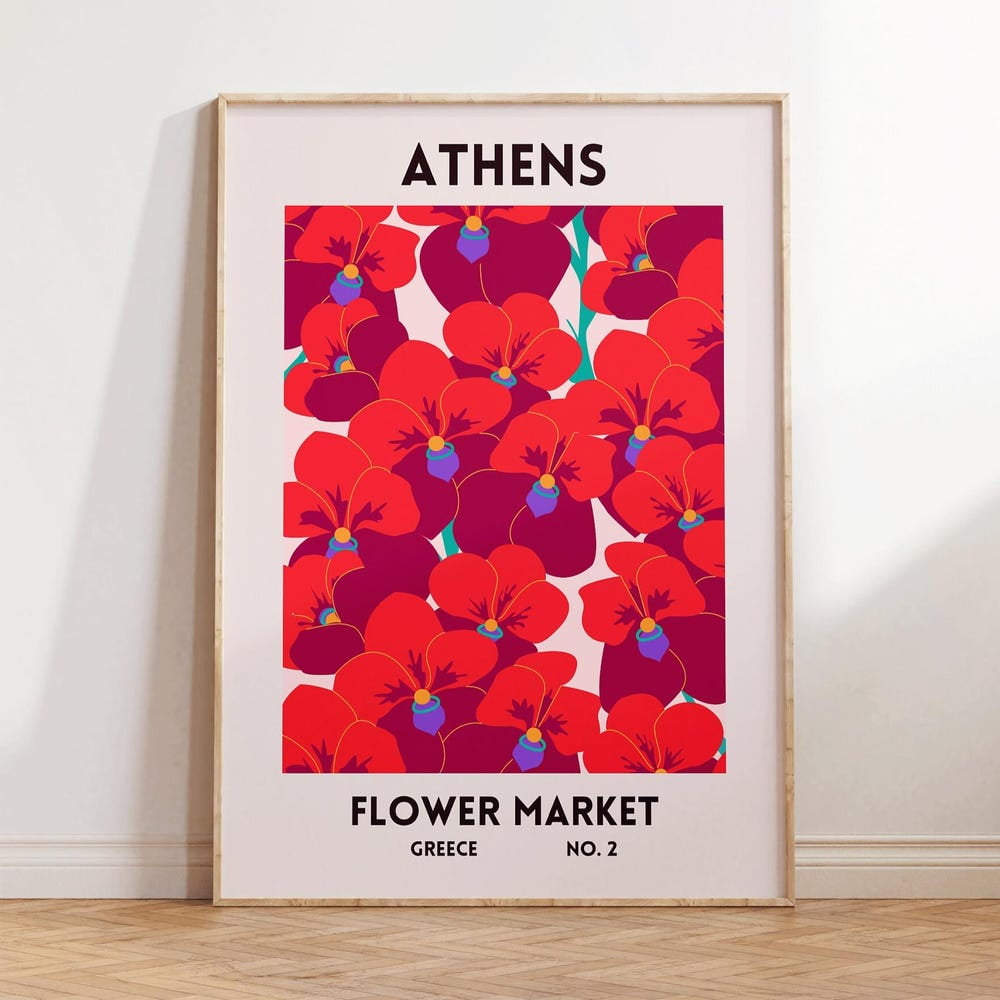 Athens Print Greece Flower Market Wall Art Athens Poster Pink Floral ...