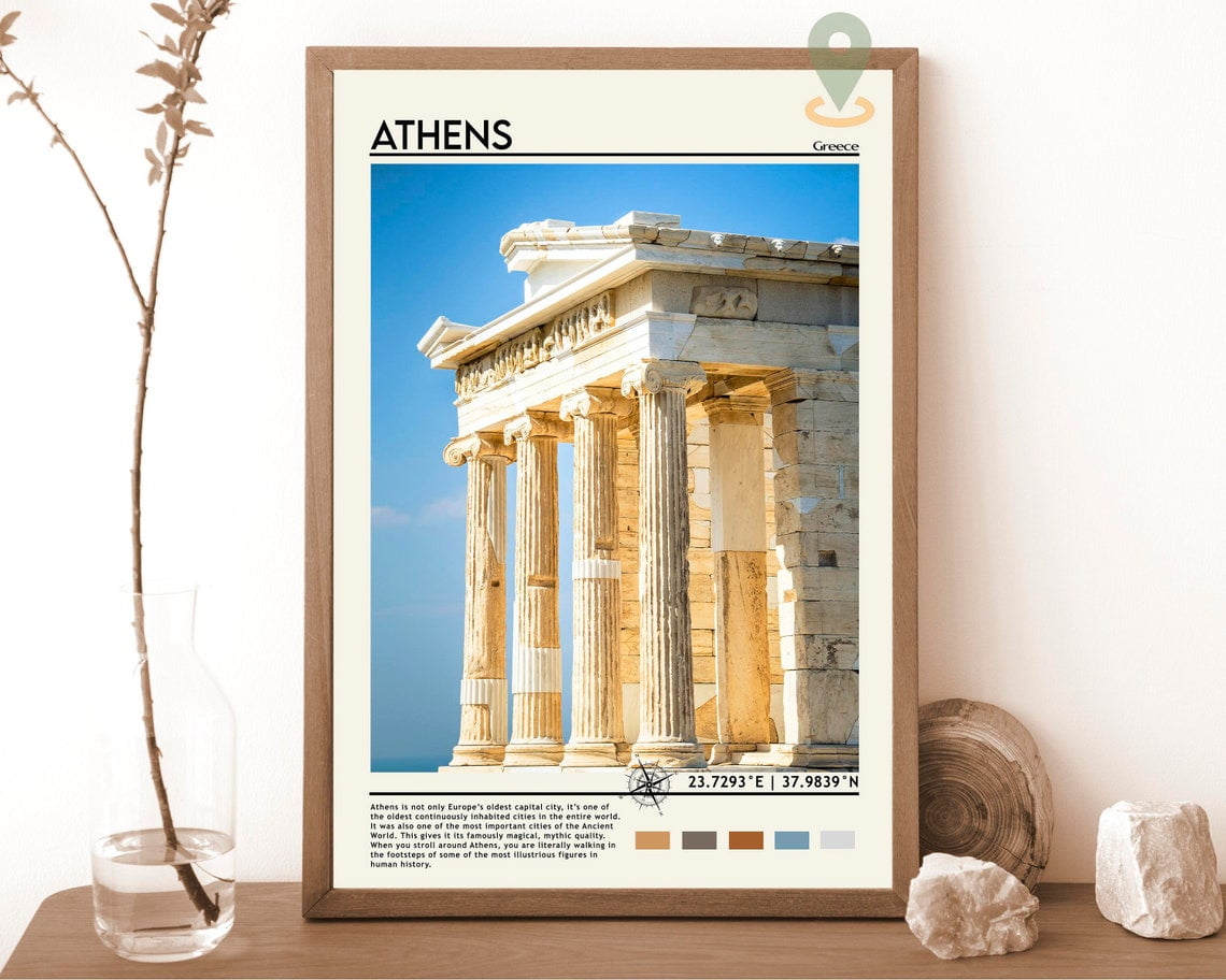 Athens Print, Vintage Poster, Athens Wall Art, Athens Poster, Athens ...