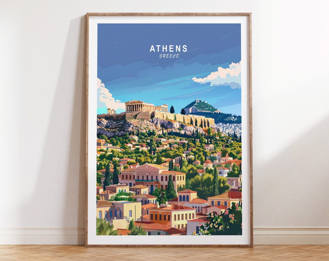 Athens Travel Poster, Greece Wall Art, Parthenon Travel Poster, Greece ...