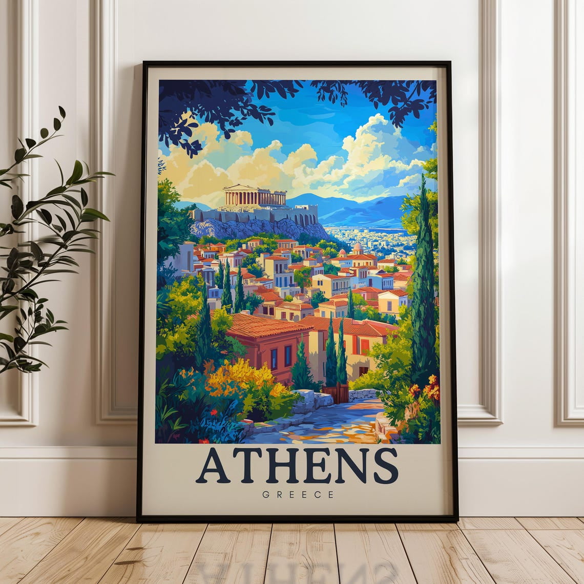Athens Travel Poster - Greece Wall Art Print, Illustration Poster, Home ...