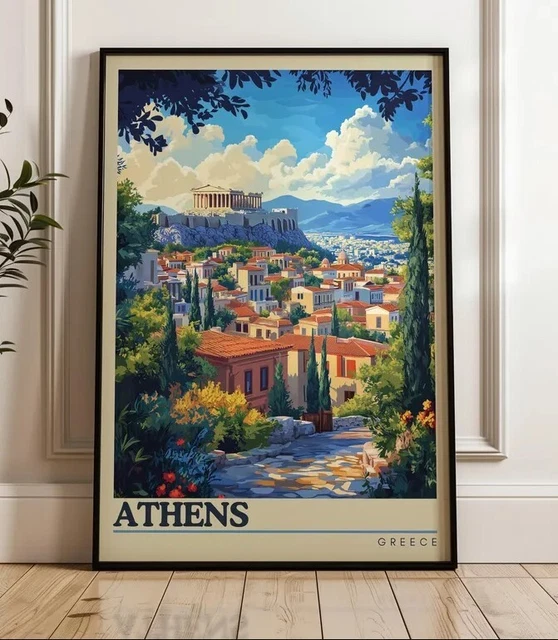 Athens Travel Poster - Greece Wall Art Print Illustration Poster Home ...