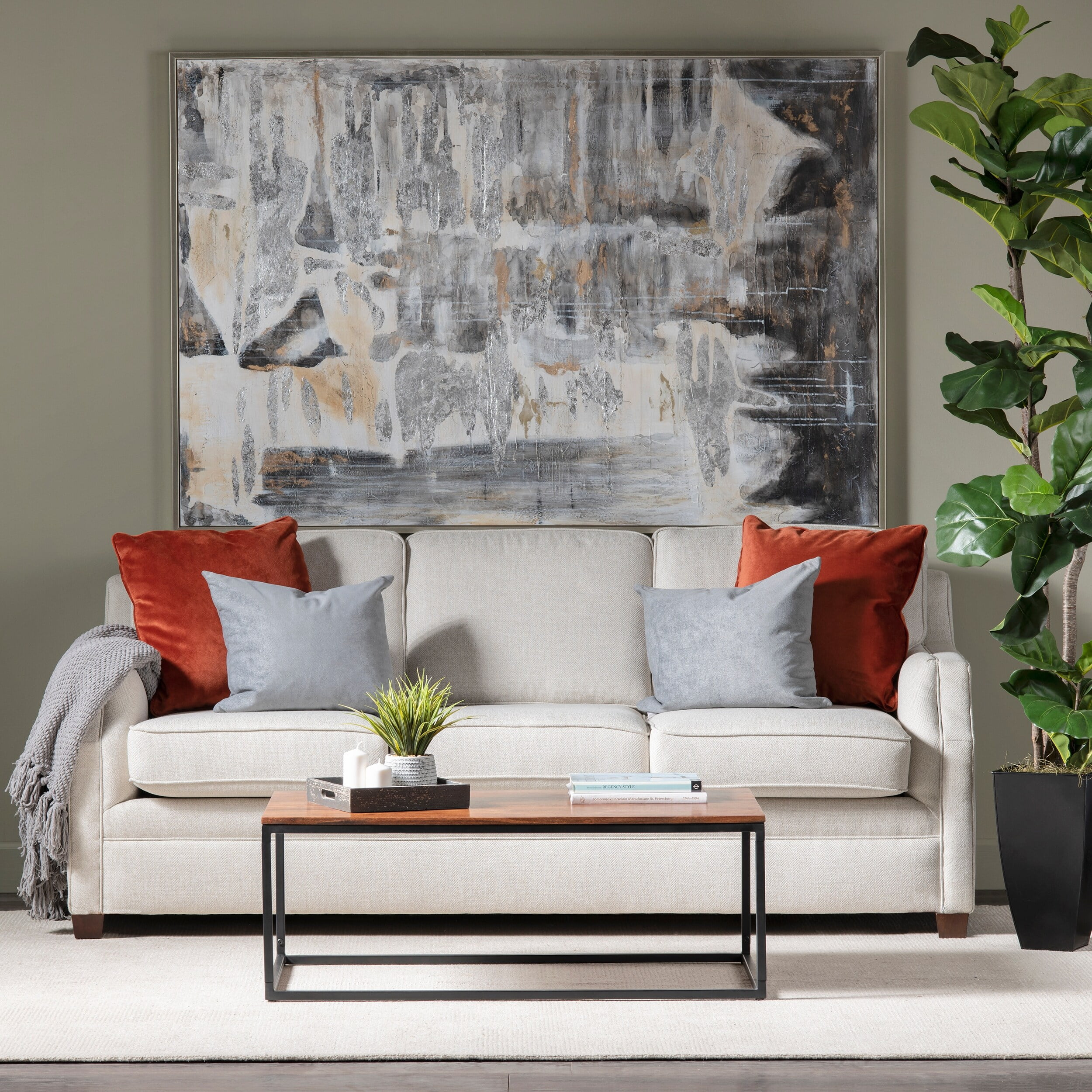 Athens Wood and Iron Coffee Table - 16'' H x 43'' L x 24'' W - Walmart.com