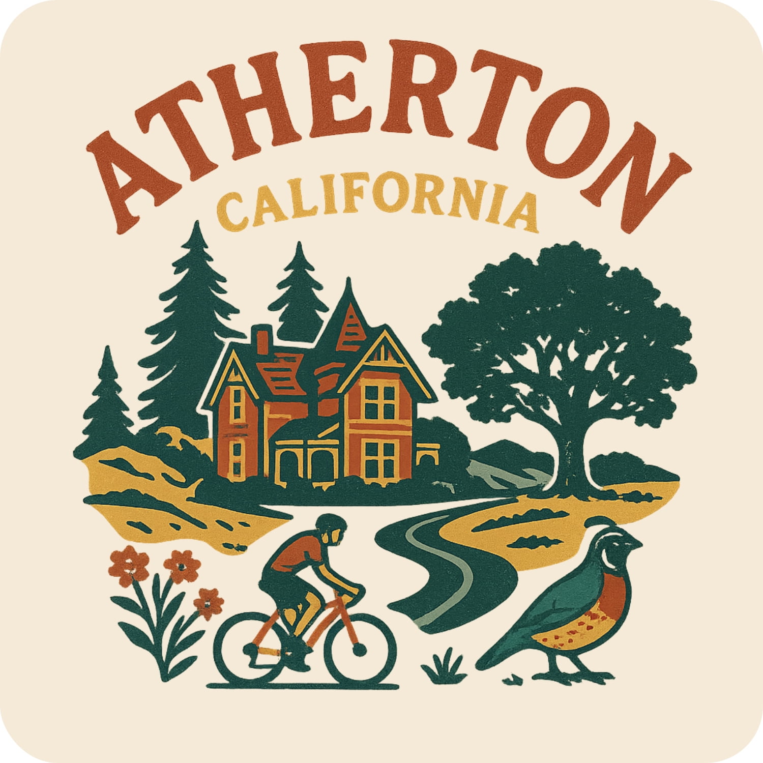 Atherton California Keepsakes Souvenir Vinyl Sticker – Destination ...