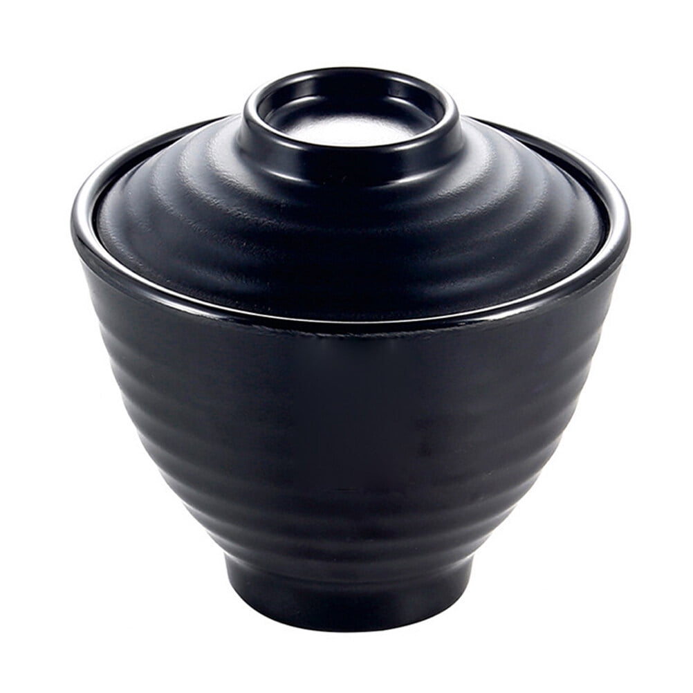 Athitqq 1 Set Imitation Porcelain Frosted Bowl Practical Black Threaded ...