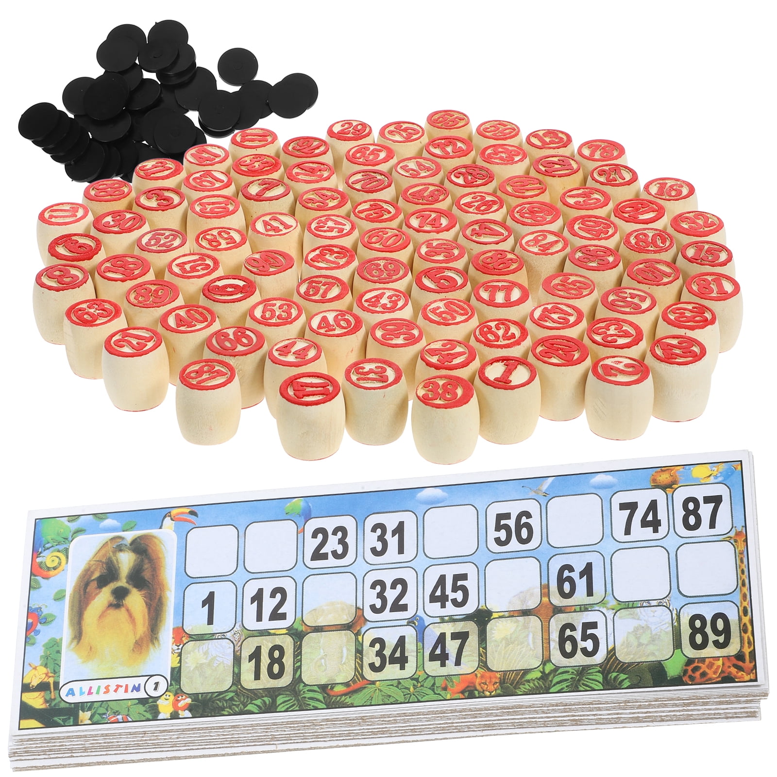 Athitqq 1 Set Russian Lotto Set Family Game Wood Russian Lotto Game for ...