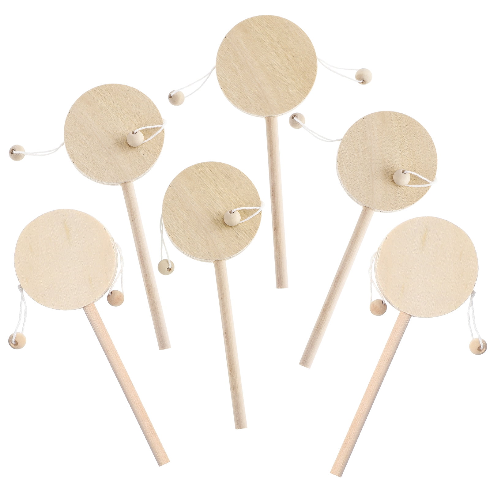 Athitqq 1 Set of 6pcs DIY Rattle-drum Wooden Unfinished Painting ...