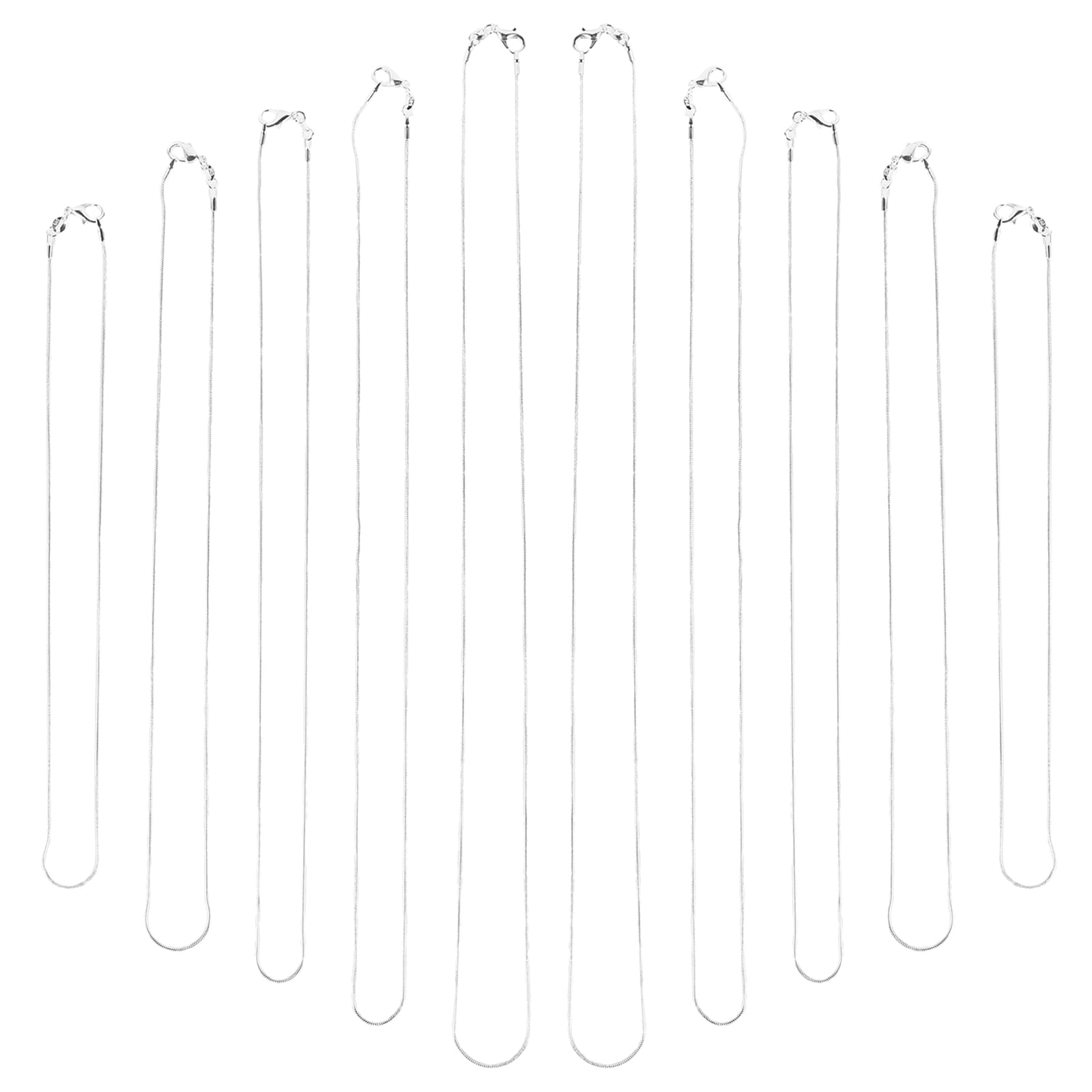 Athitqq 10pcs 1MM-Thick Silver Plated Snake Chain Necklace in 5 Sizes ...