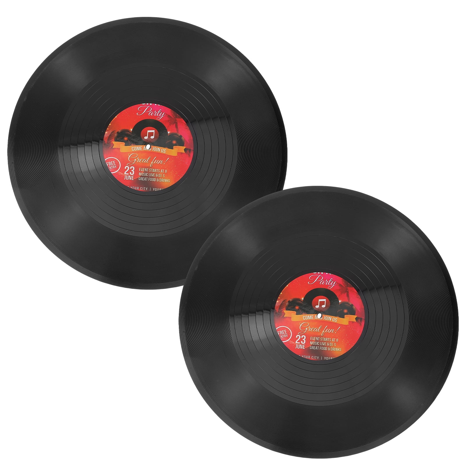KONTONTY 2Pcs Decorative Vinyl Records Wall Ornament Black Retro Style ...