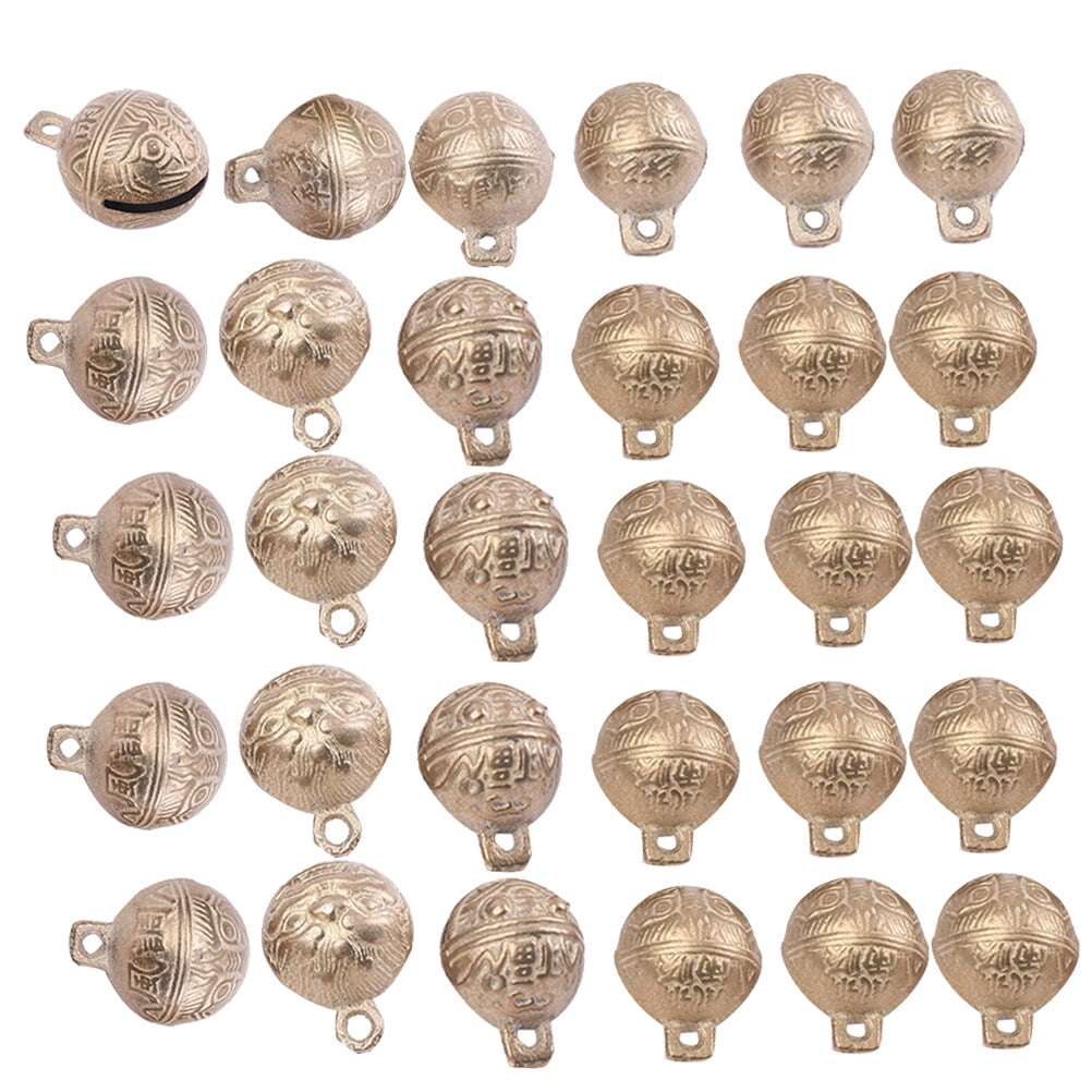 Athitqq 30Pcs 22mm DIY Copper Bells Accessories Tiger Head Pattern ...