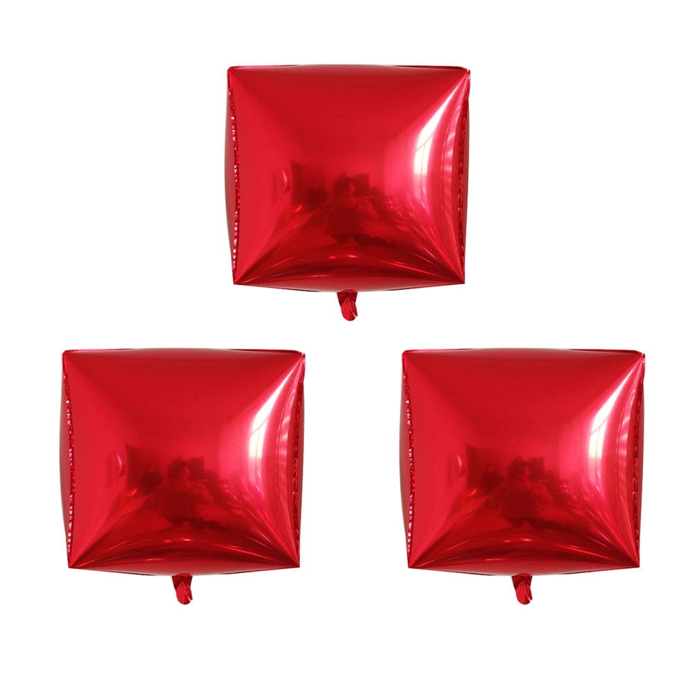 Athitqq 3pcs 4D Square Balloon Aluminum Film Balloon Cube Wedding Party ...