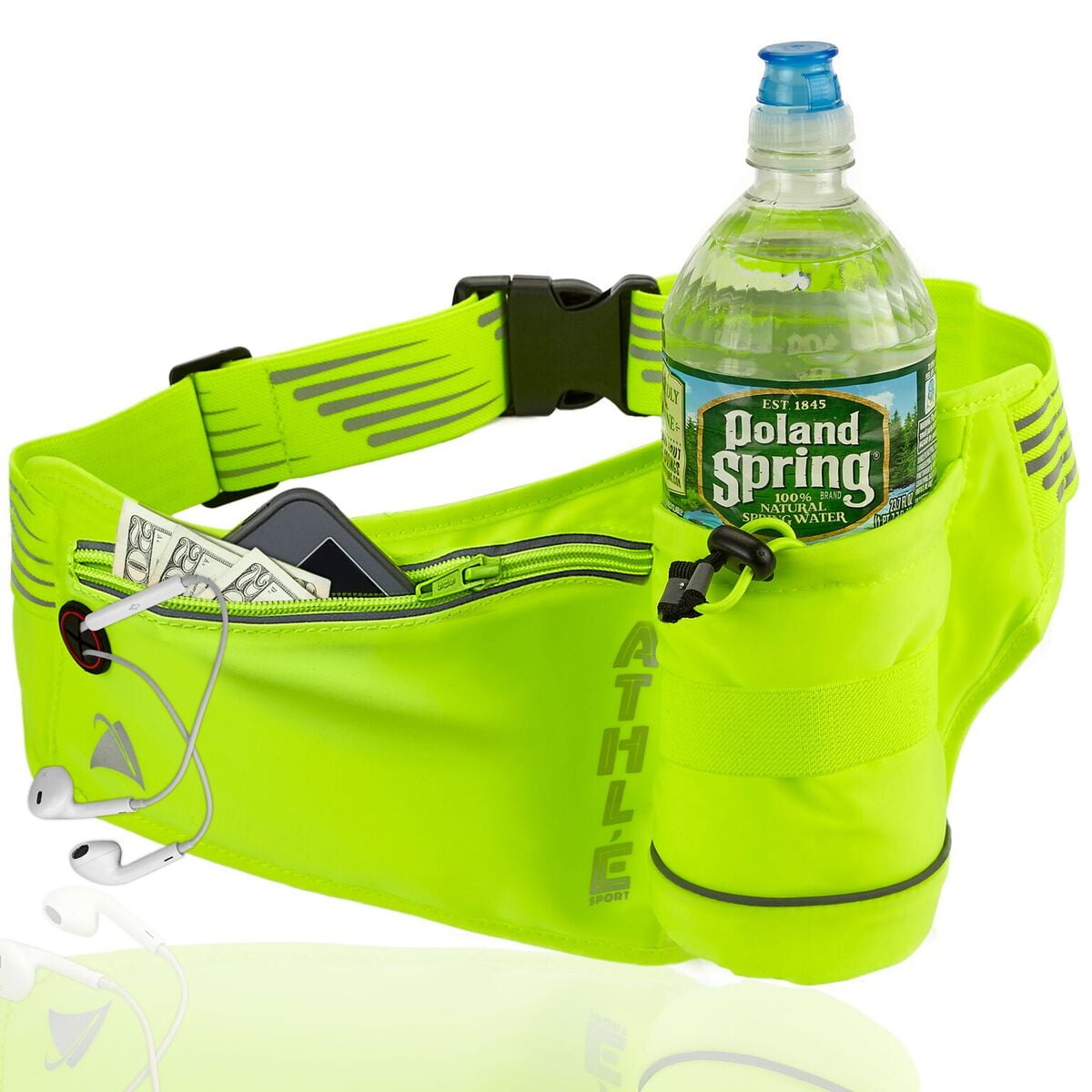 Athle` Running Belt Fanny Pack with Vertical Bottle Holder - High Viz ...