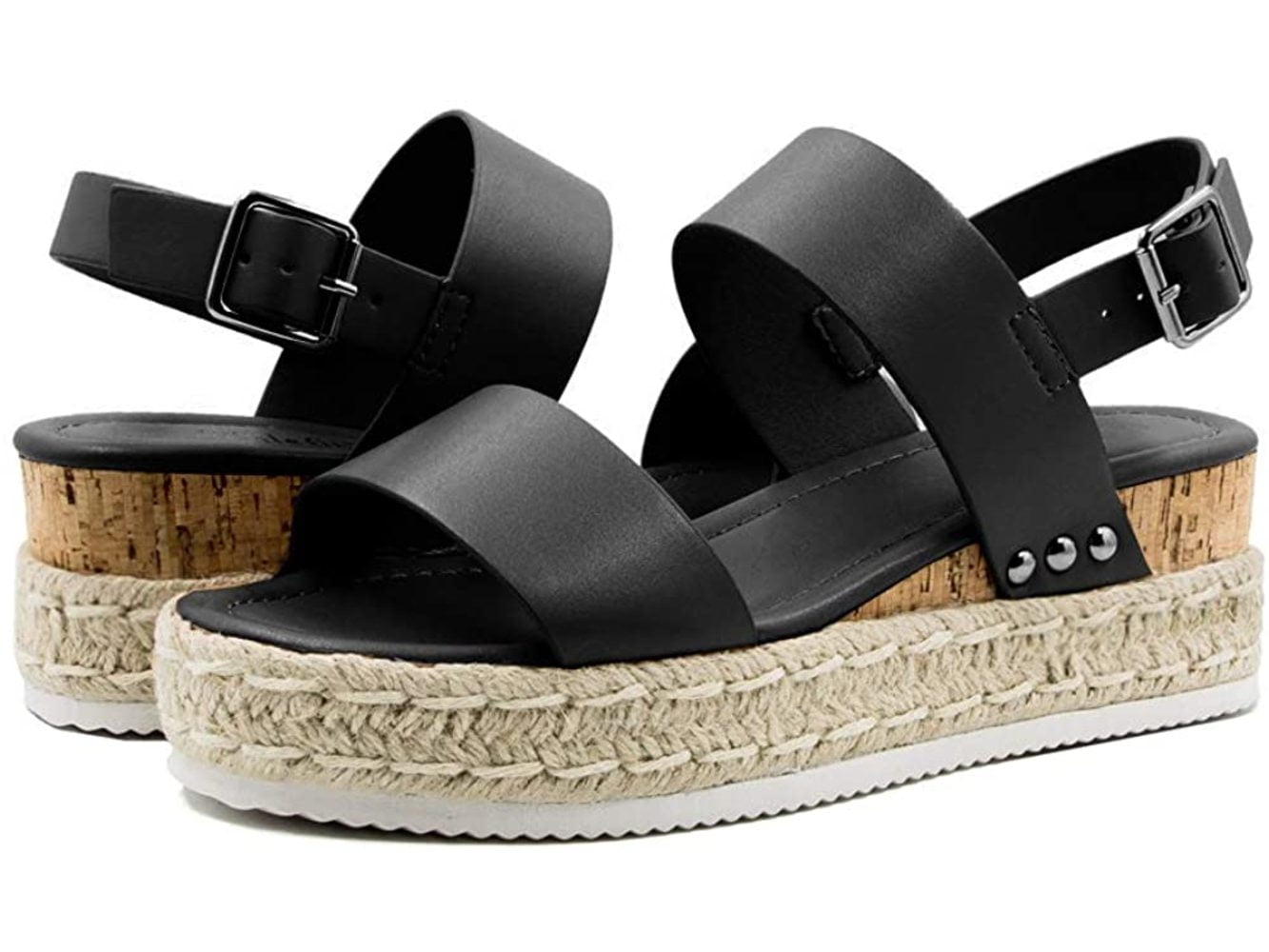Athlefit Women's Espadrilles Sandals Ankle Strap Buckle Wedge Sandal ...