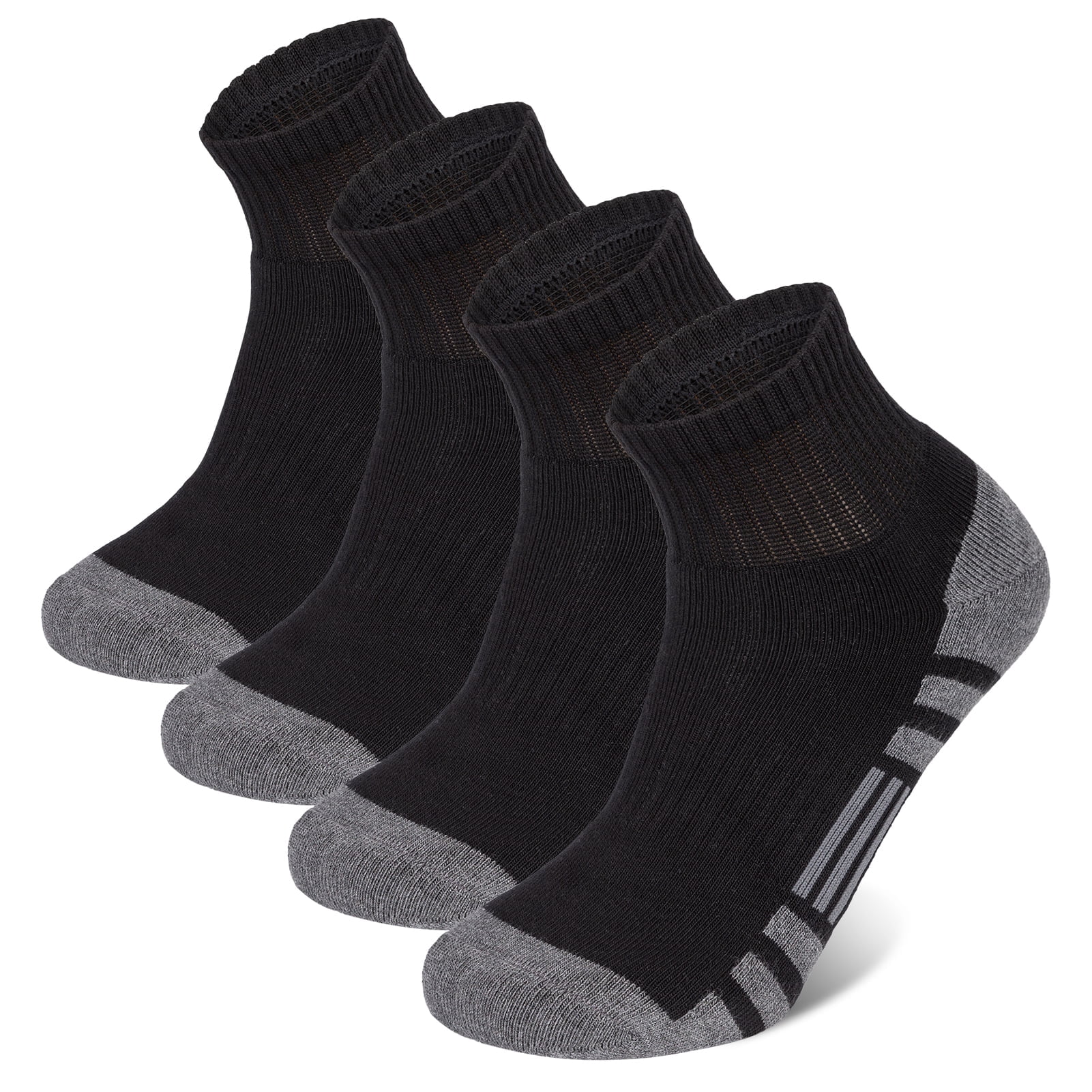 Athlemo Athletic Quarter Socks 4-Pack, Cushioned Breathable Sports ...