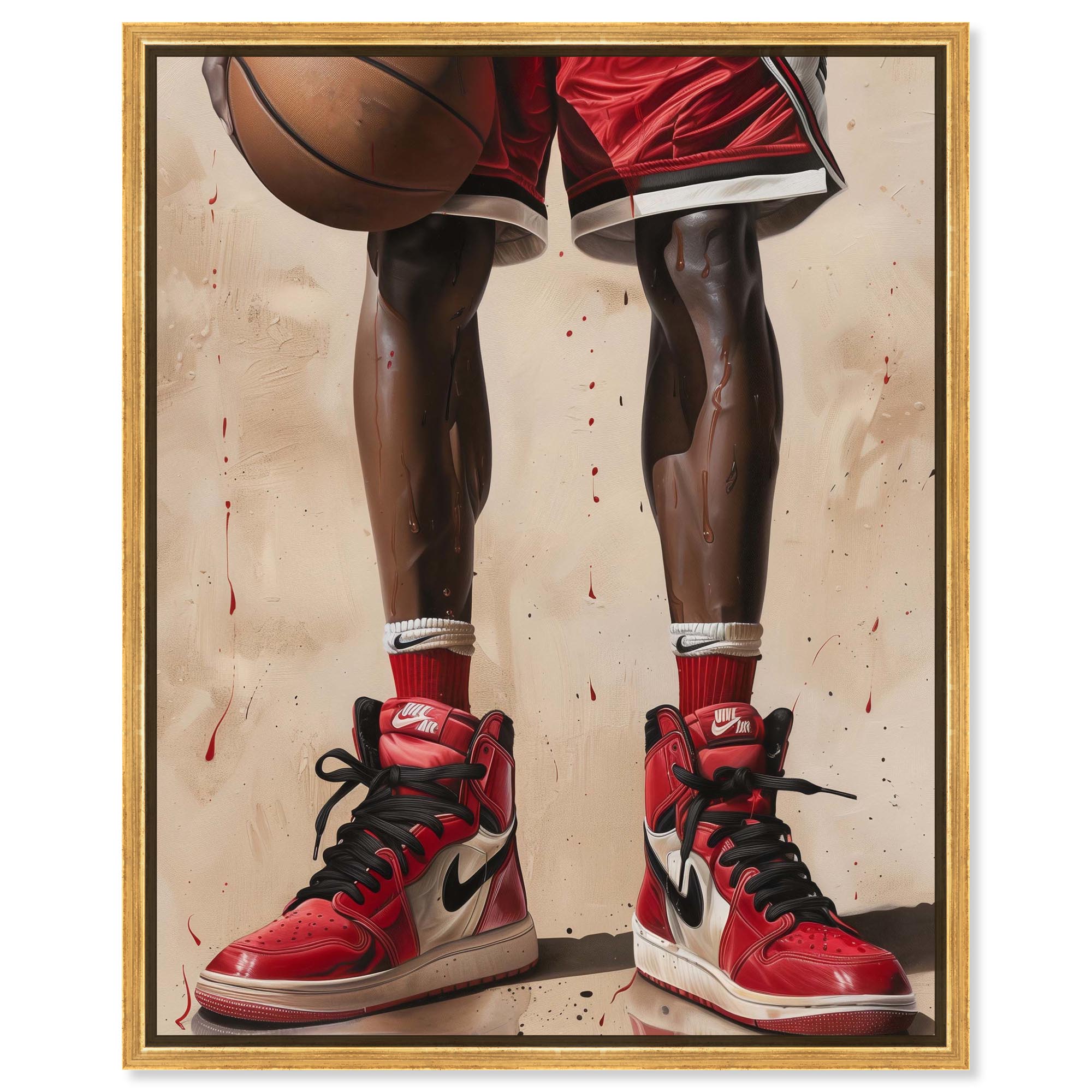 Athlete Stance Canvas Trendy Sneaker Art by Art Remedy, Gold Frame, 24 ...