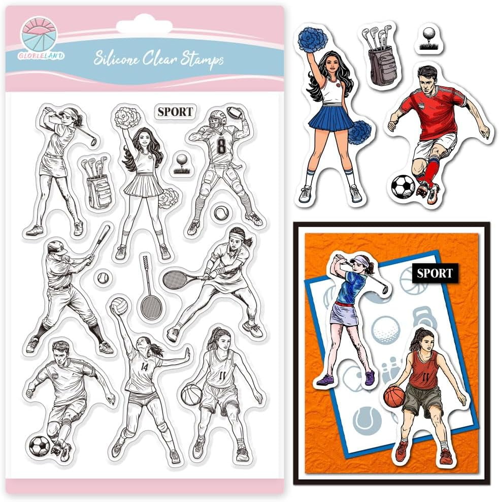 Athletes Clear Stamps Basketball and Football Silicone Clear Stamp Ball ...