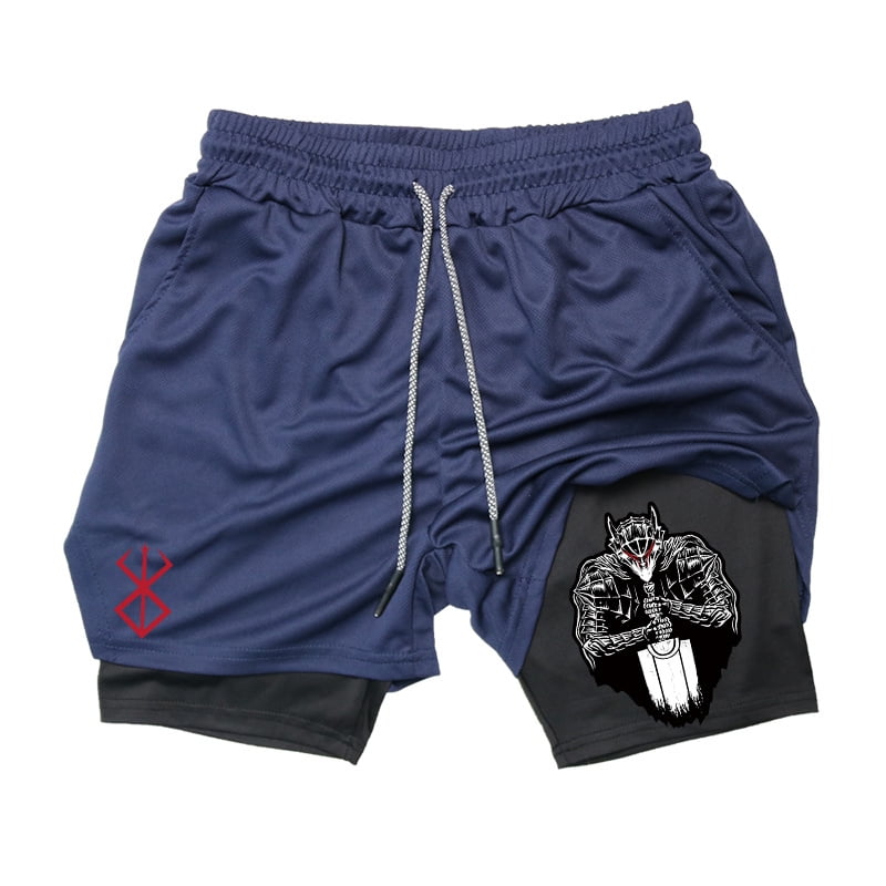 Athletic 2 in 1 Compression Shorts for Men Gym Workout Running ...