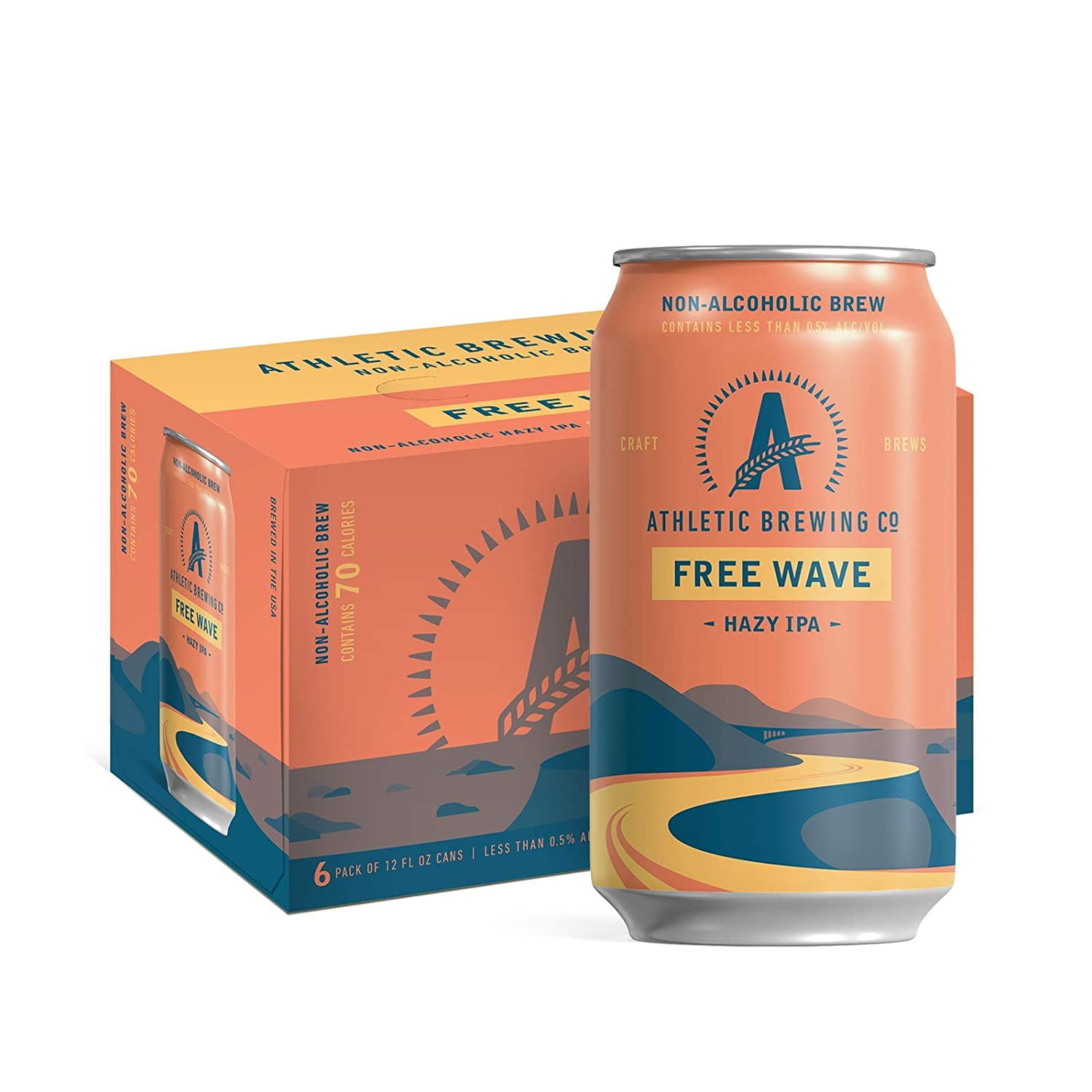 Athletic Brewing Company Free Wave Hazy IPA, Craft Non-Alcoholic Beer ...