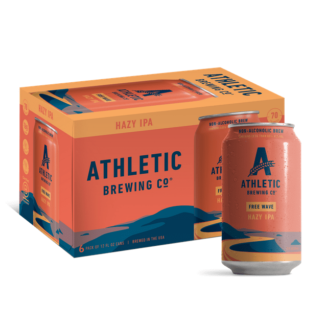 Athletic Brewing Co. Free Wave Hazy IPA, Non-Alcoholic Craft Beer, 6 Pack, 12 fl oz Cans, 0.5% ...