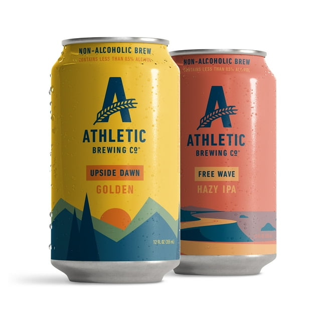 Athletic Brewing Company Non-Alcoholic Upside Dawn Golden and Free Wave ...