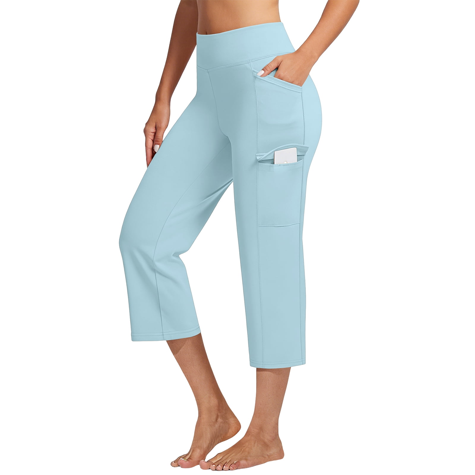 Athletic Capri Pants for Women Petite High Waisted Non-Slip Crossover ...