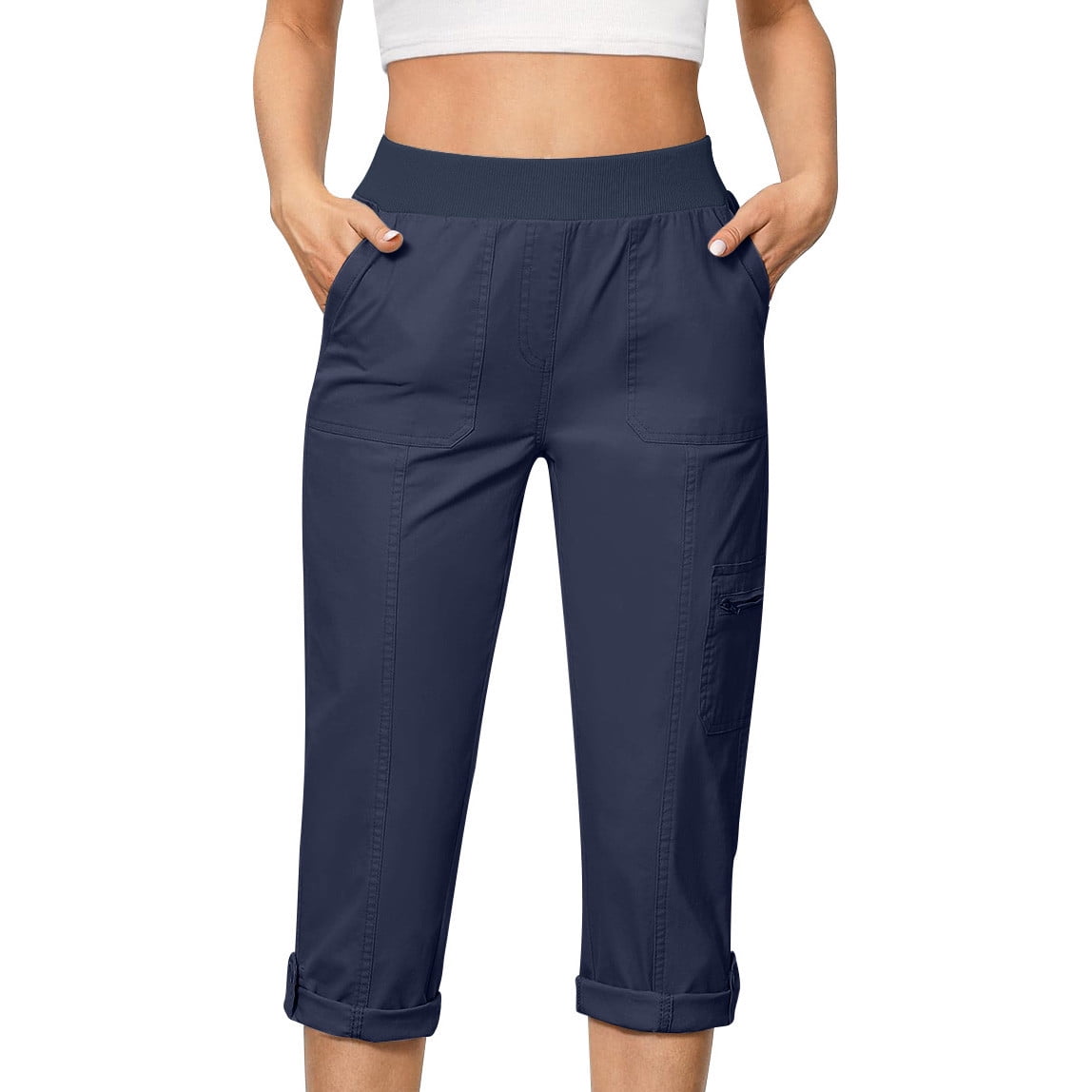 Athletic Capris for Women Workout Running Gym Capri Pants Elastic High ...
