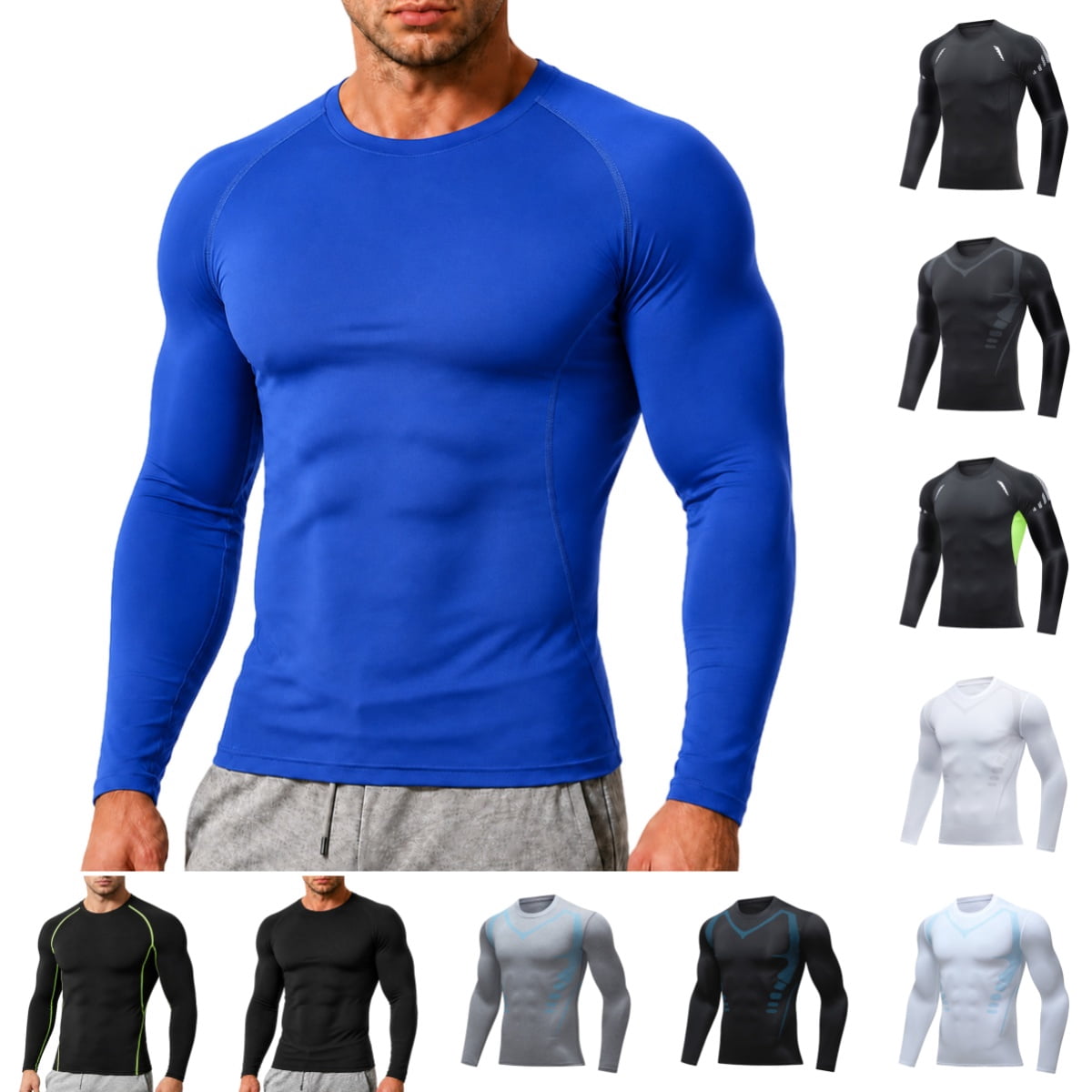 Athletic Compression Shirt for Men Breathable Workout Quick Dry Long ...
