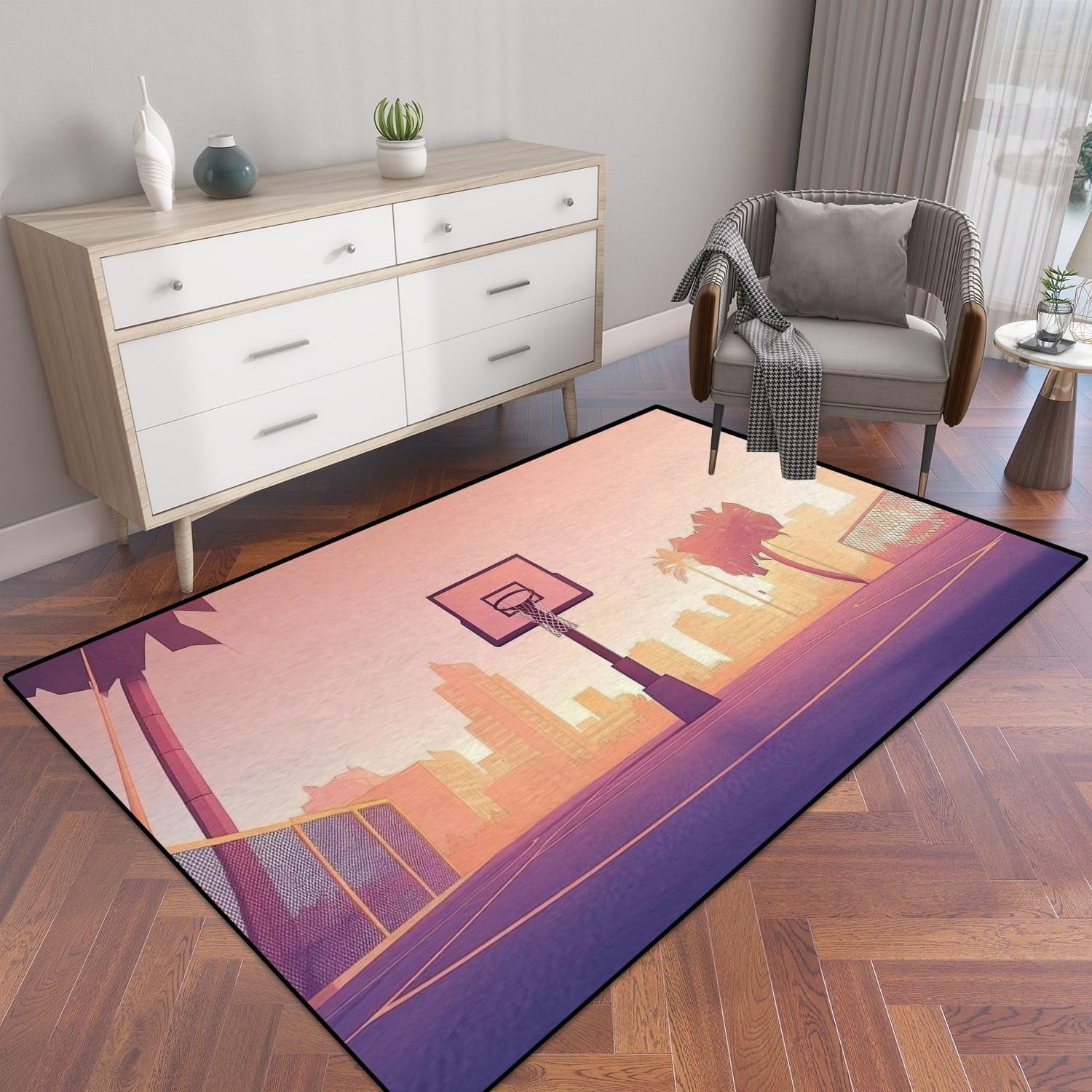 Athletic Field Backboard Basket Ring Outdoor Area Rug Outdoor Patio Rug ...