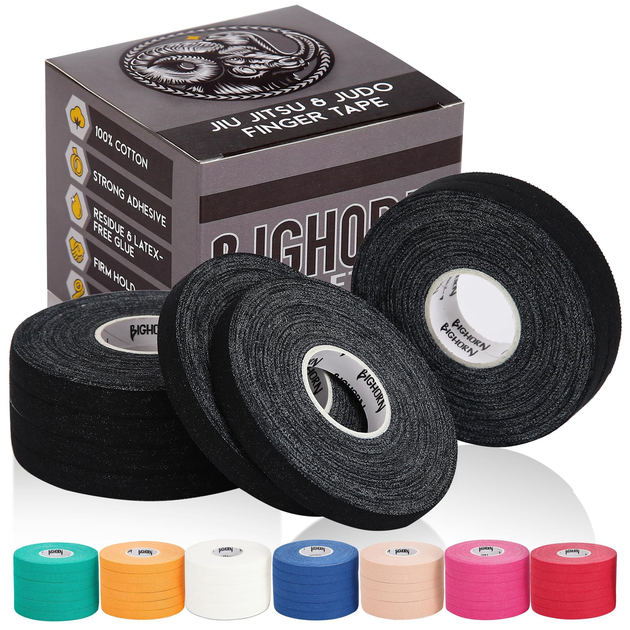 Athletic Grip Tape for Jiu Jitsu, Climbing, Wrestling - 8 Rolls Black ...