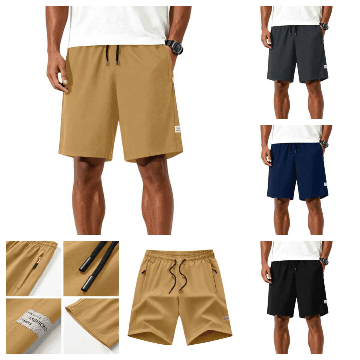 Athletic Gym Men Shorts Summer Elastic Waist Casual Short Pajama Pocket ...