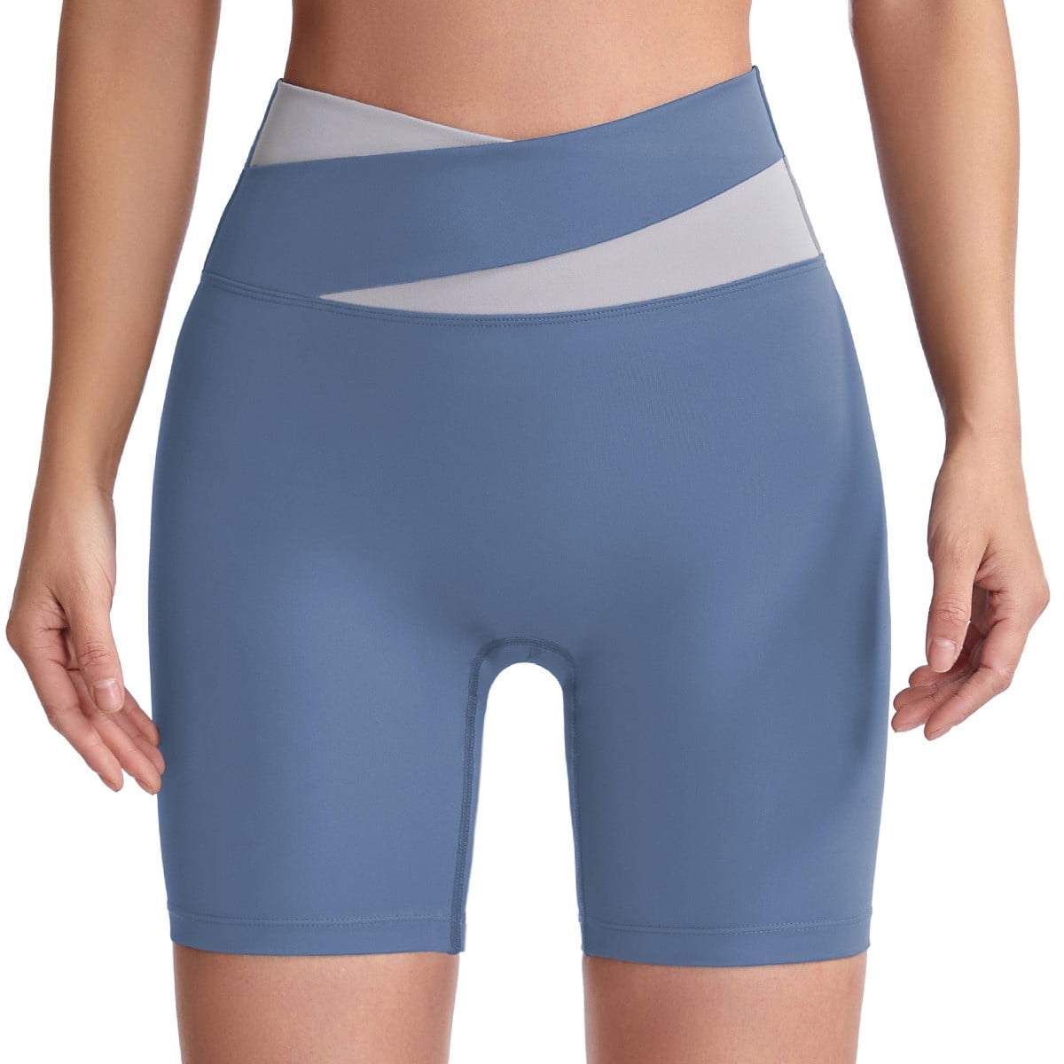 Athletic Gym Shorts Women High Waisted Push Up Butt Lift Tummy Control Biker Shorts V Cross