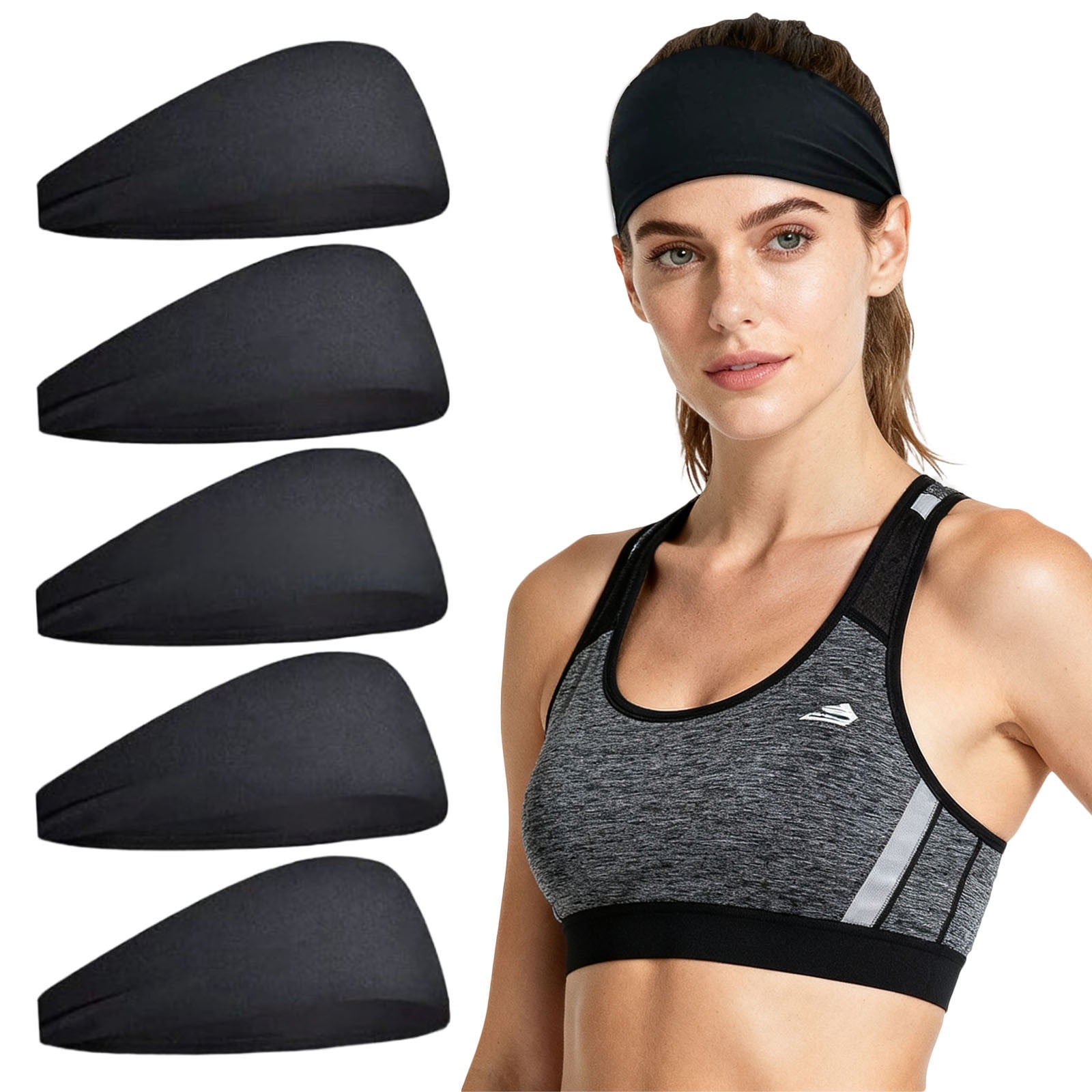Athletic Headbands For 5 Pack Sweat Absorbent Sports Bands For Running ...