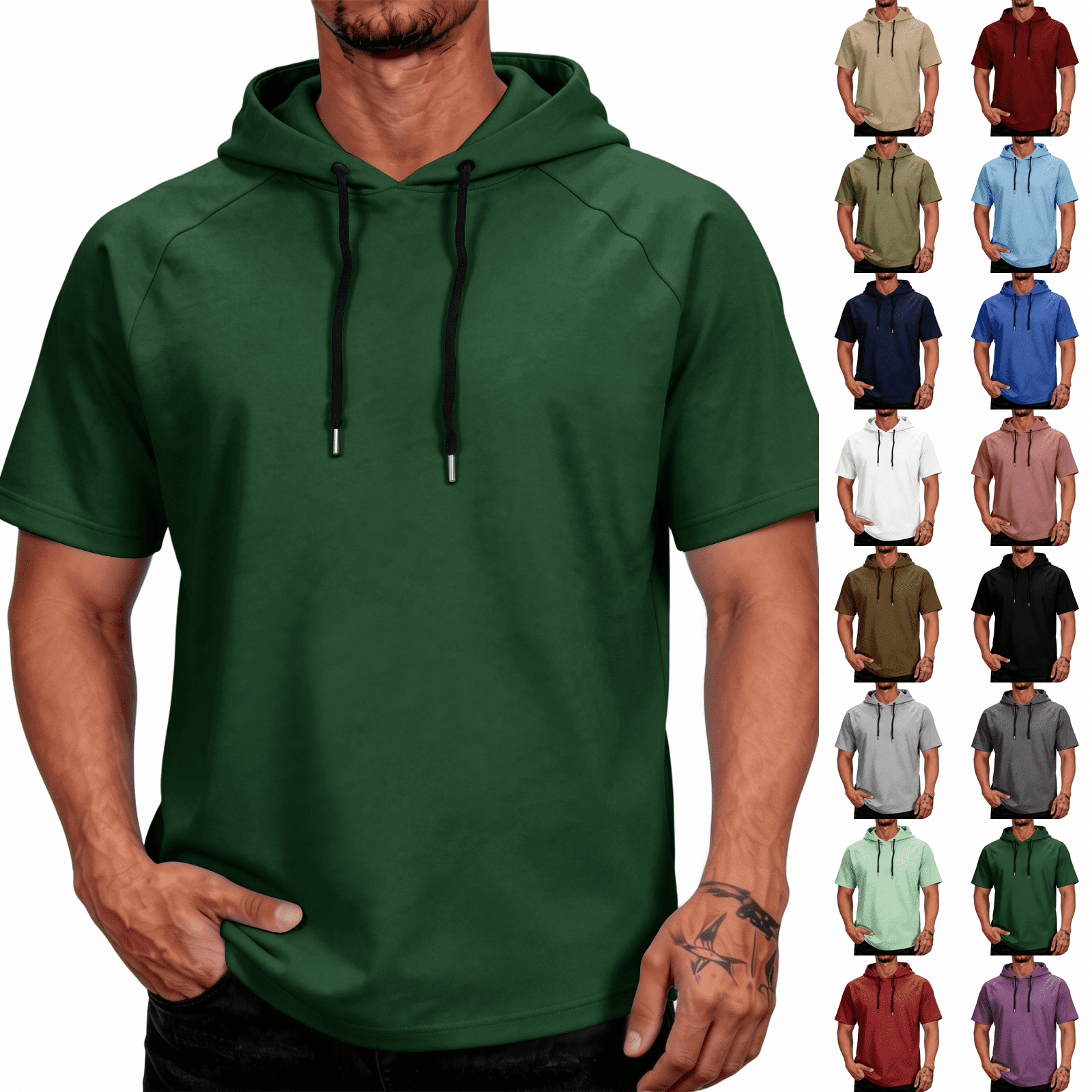 Athletic Hoodies Mens Fashion Sport Sweatshirt Solid Color Fleece ...