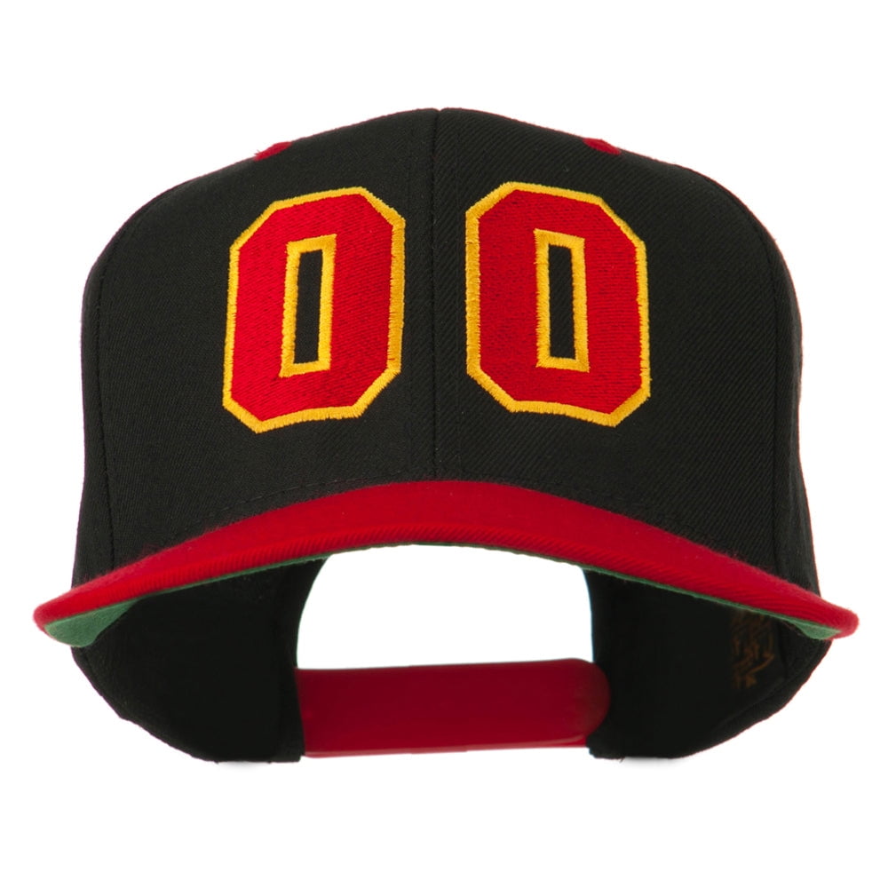 Athletic Number 00 Embroidered Classic Two Tone Cap - Black Red OSFM ...