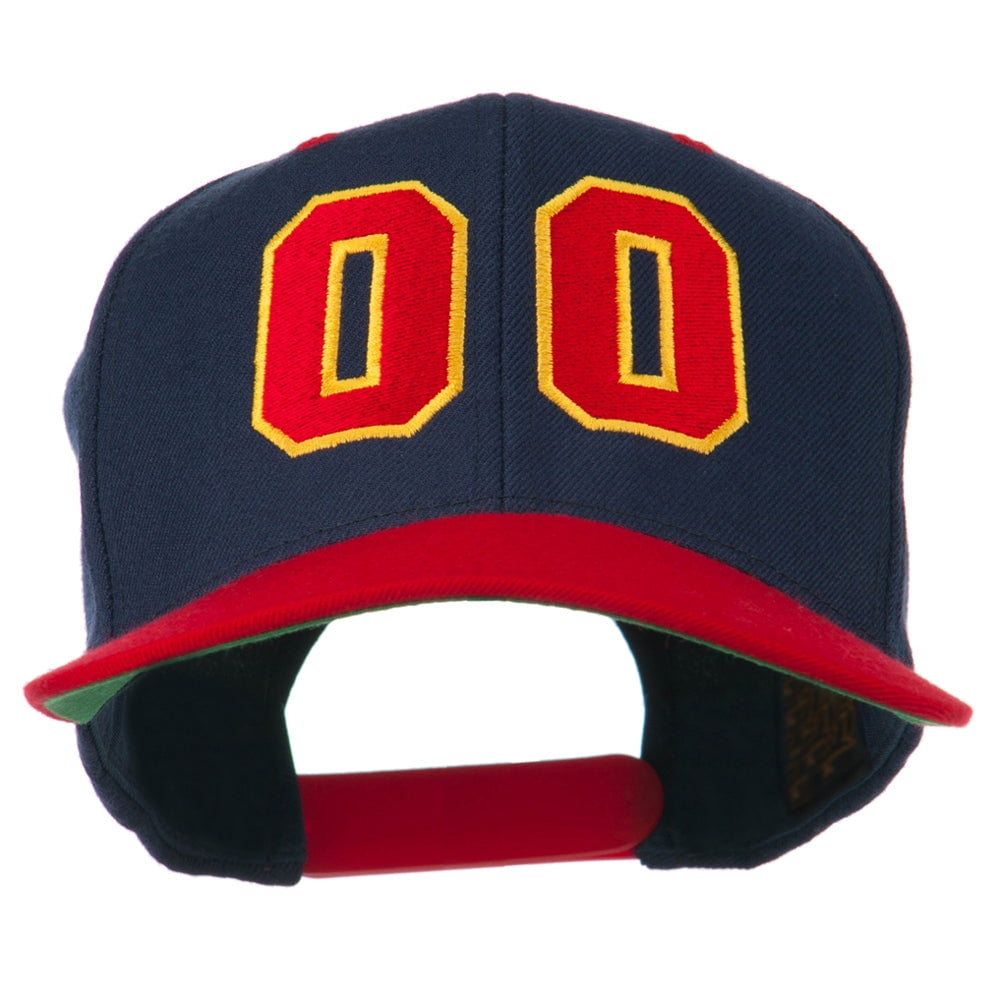 Athletic Number 00 Embroidered Classic Two Tone Cap - Navy Red OSFM ...