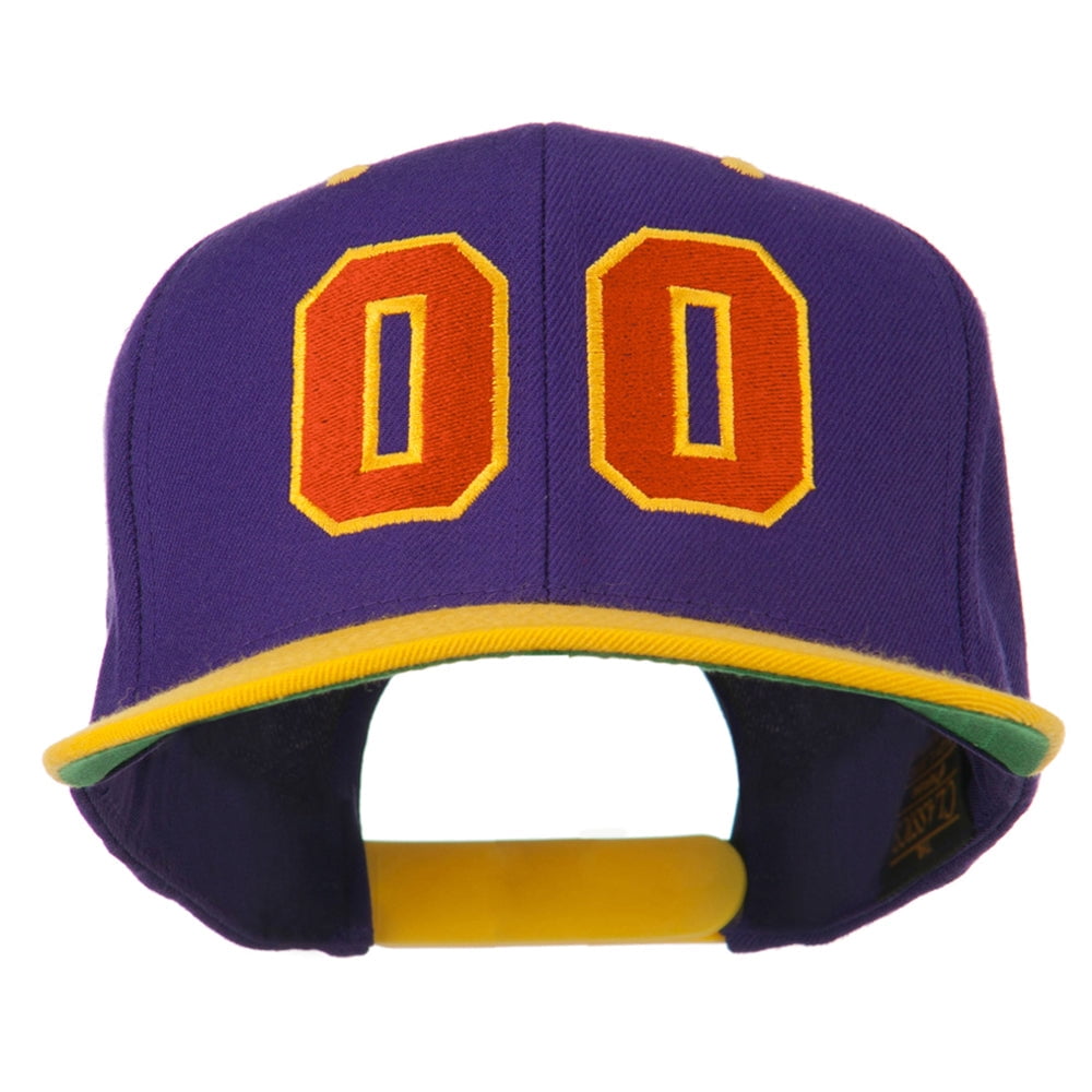 Athletic Number 00 Embroidered Classic Two Tone Cap - Purple Gold OSFM ...