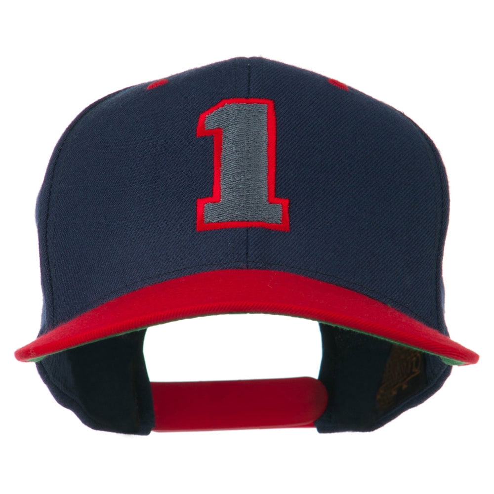 Athletic Number 1 Embroidered Classic Two Tone Cap - Navy Red OSFM ...