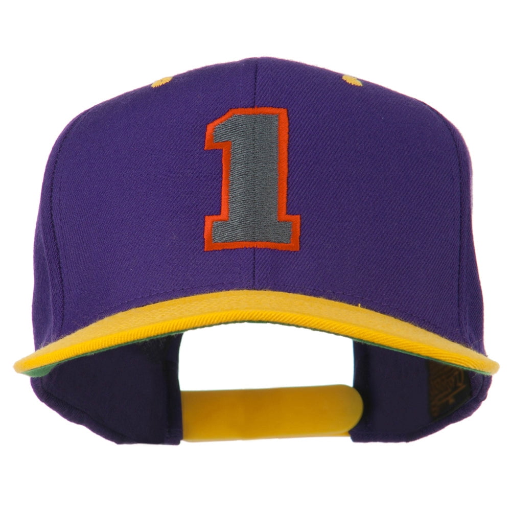 Athletic Number 1 Embroidered Classic Two Tone Cap - Purple Gold OSFM ...