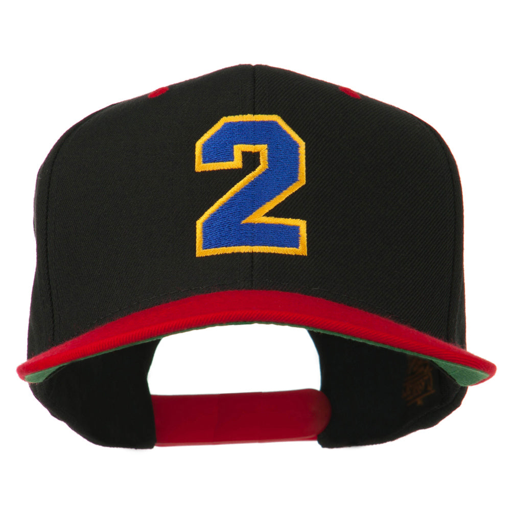 Athletic Number 2 Embroidered Classic Two Tone Cap - Black Red OSFM ...