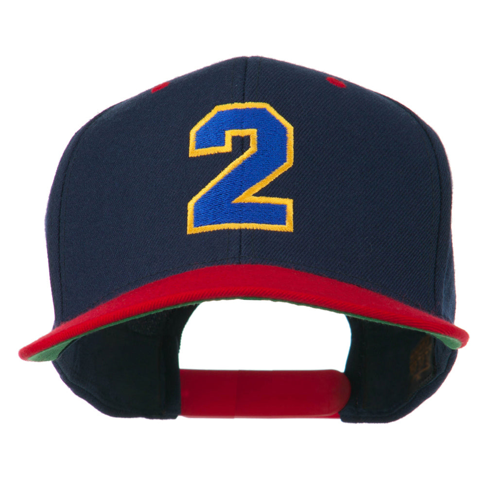 Athletic Number 2 Embroidered Classic Two Tone Cap - Navy Red OSFM ...