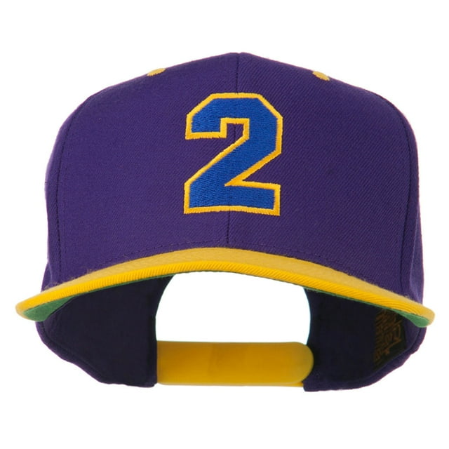 Athletic Number 2 Embroidered Classic Two Tone Cap - Purple Gold OSFM ...