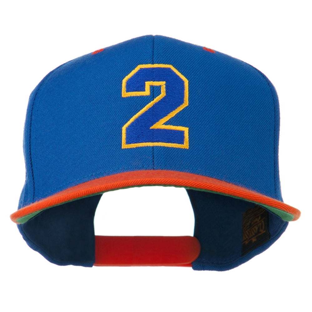 Athletic Number 2 Embroidered Classic Two Tone Cap - Royal Orange OSFM ...