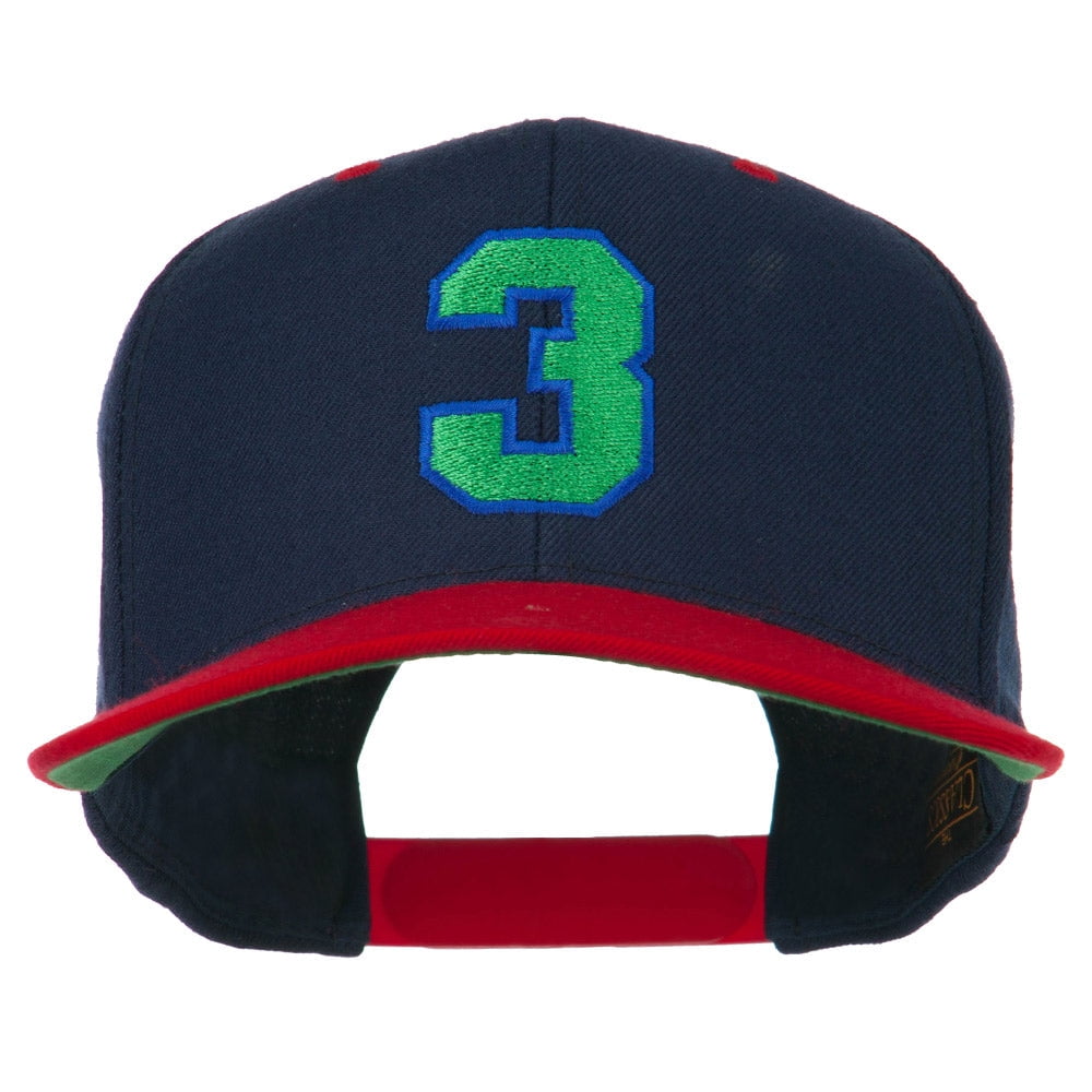 Athletic Number 3 Embroidered Classic Two Tone Cap - Navy Red OSFM ...
