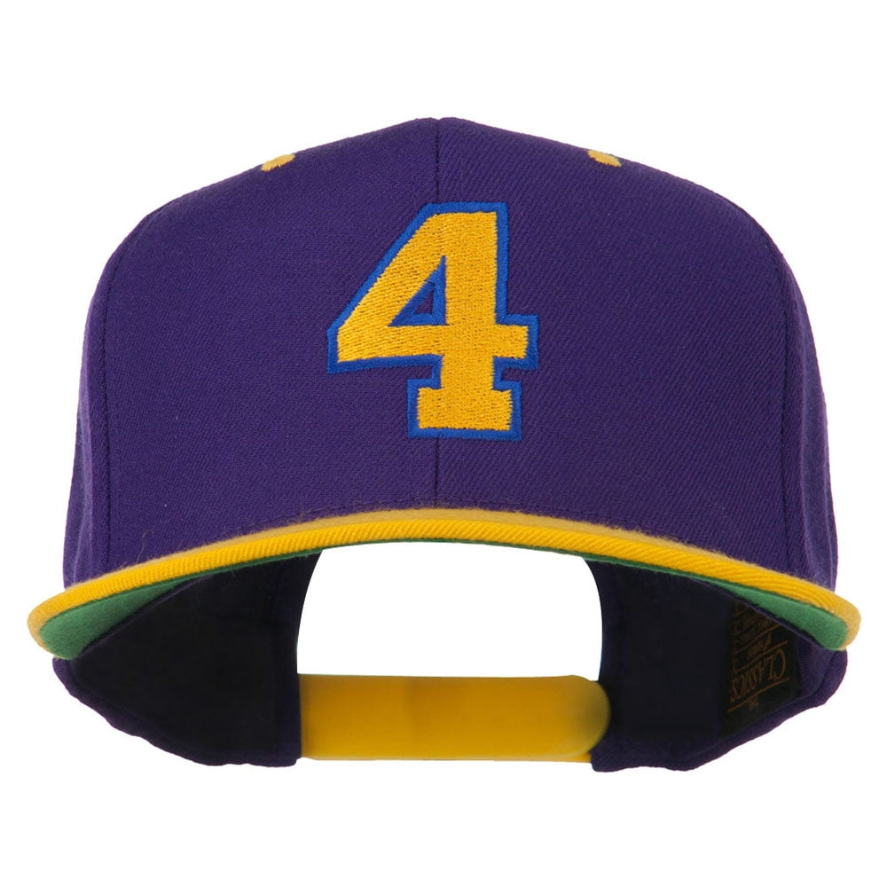 Athletic Number 4 Embroidered Classic Two Tone Cap - Purple Gold OSFM ...