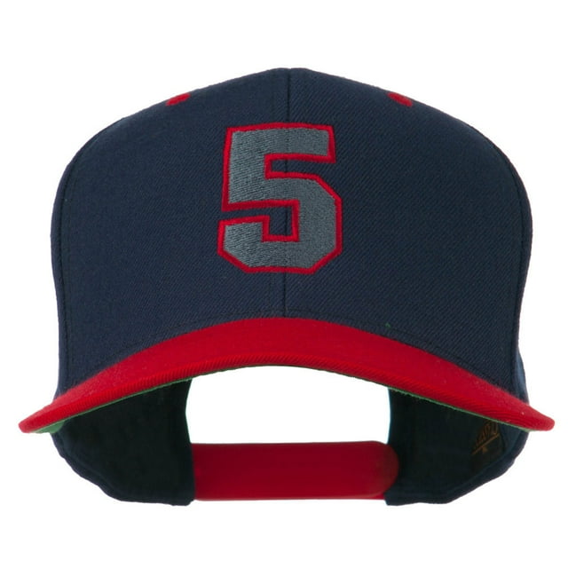 Athletic Number 5 Embroidered Classic Two Tone Cap - Navy Red OSFM ...