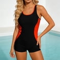 Athletic One Piece Swimsuit for Women Solid Color Padded Conservative ...