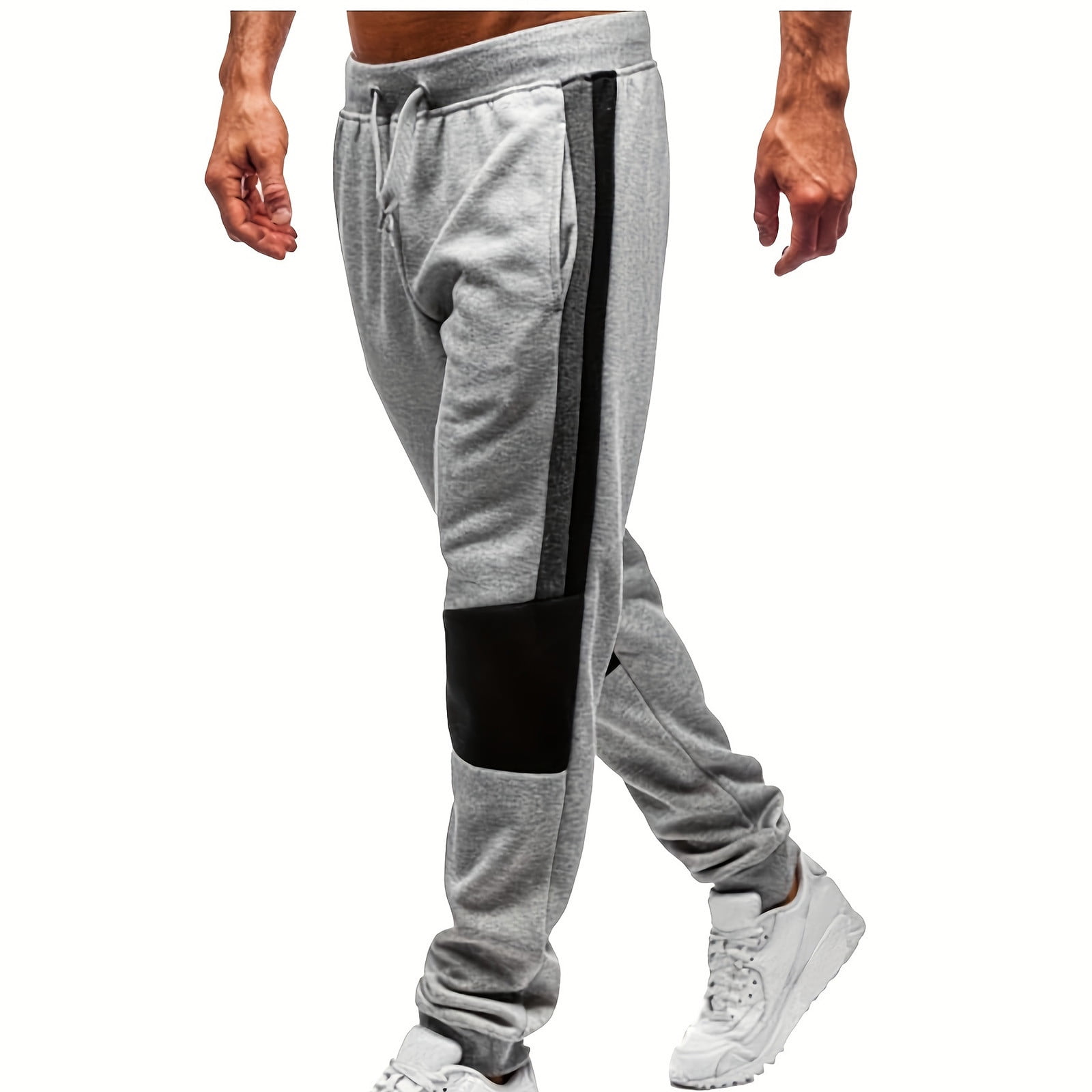 Tapered Sweatpants for Men with Pockets Casual Drawstring Elastic Waist ...