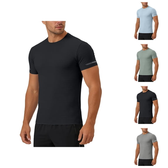 Athletic Running Shirts for Men Summer Short Sleeve Crewneck Plain ...